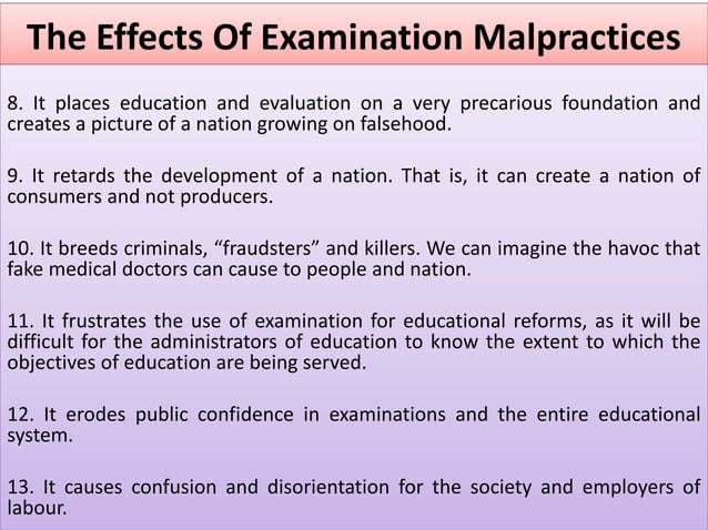 EXAMINATION MALPRACTICES and the effects | PDF