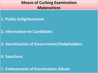 EXAMINATION MALPRACTICES and the effects | PDF