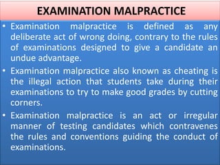EXAMINATION MALPRACTICES and the effects | PDF