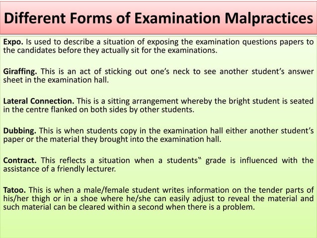 EXAMINATION MALPRACTICES and the effects | PDF