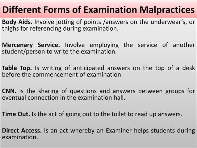 EXAMINATION MALPRACTICES and the effects | PDF