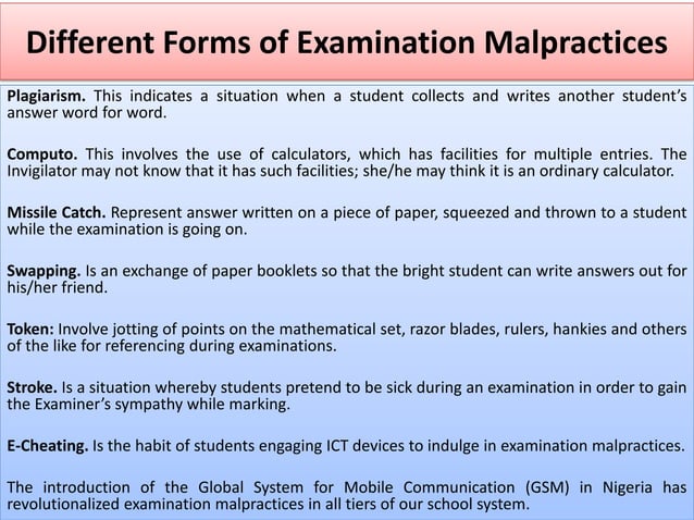 EXAMINATION MALPRACTICES and the effects | PDF