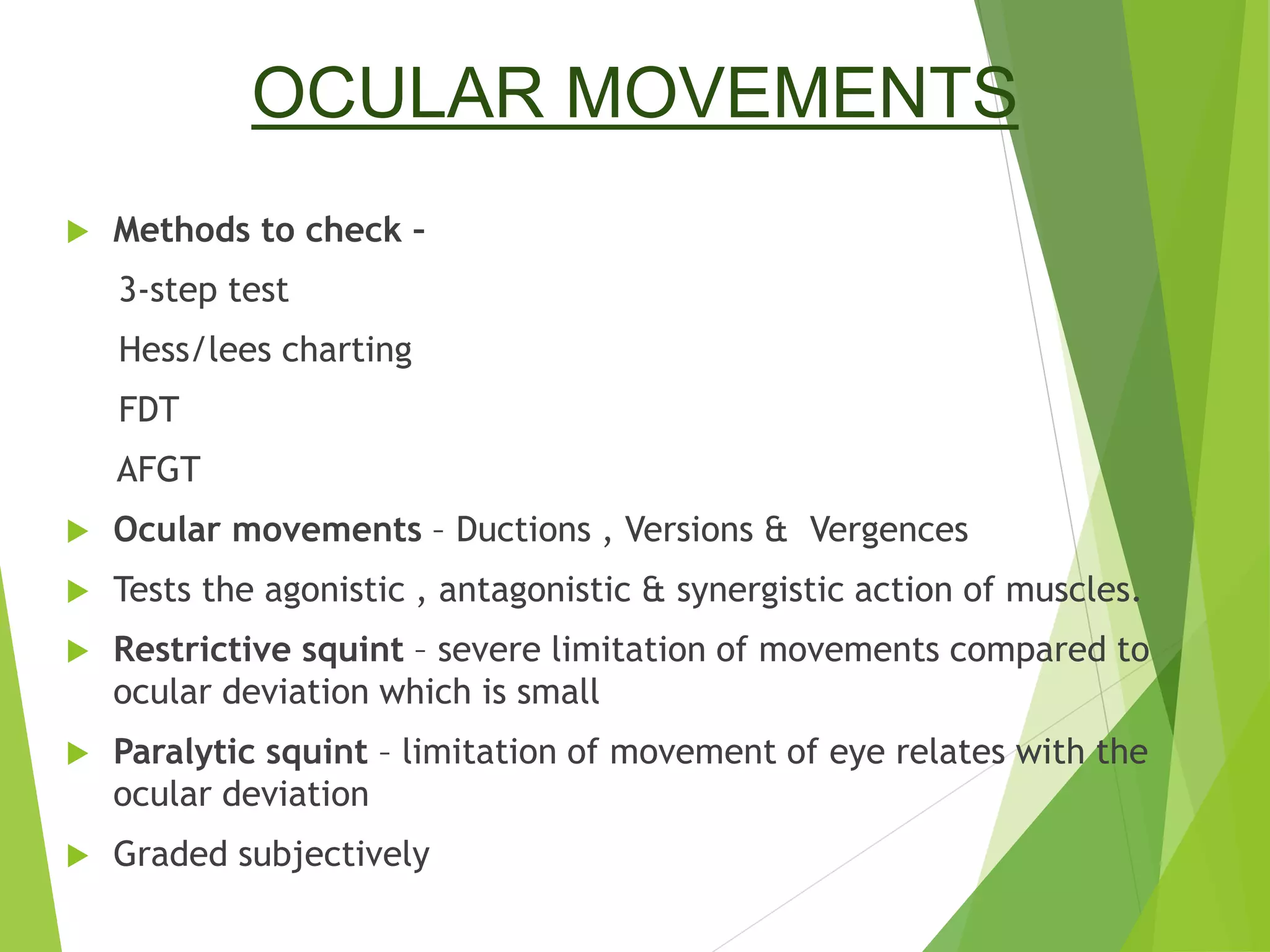 Examination of a case of squint | PPTX