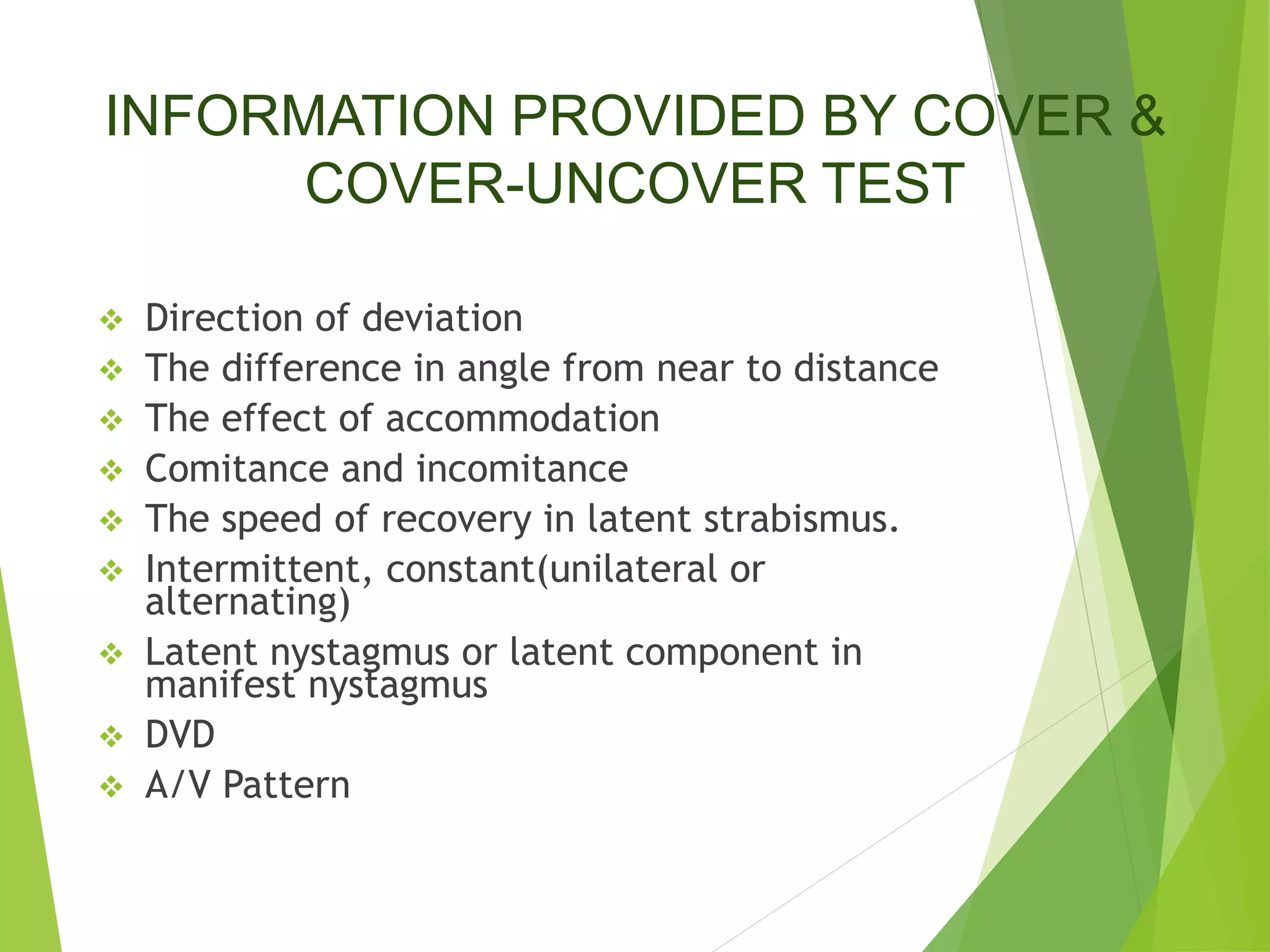 Examination of a case of squint | PPTX
