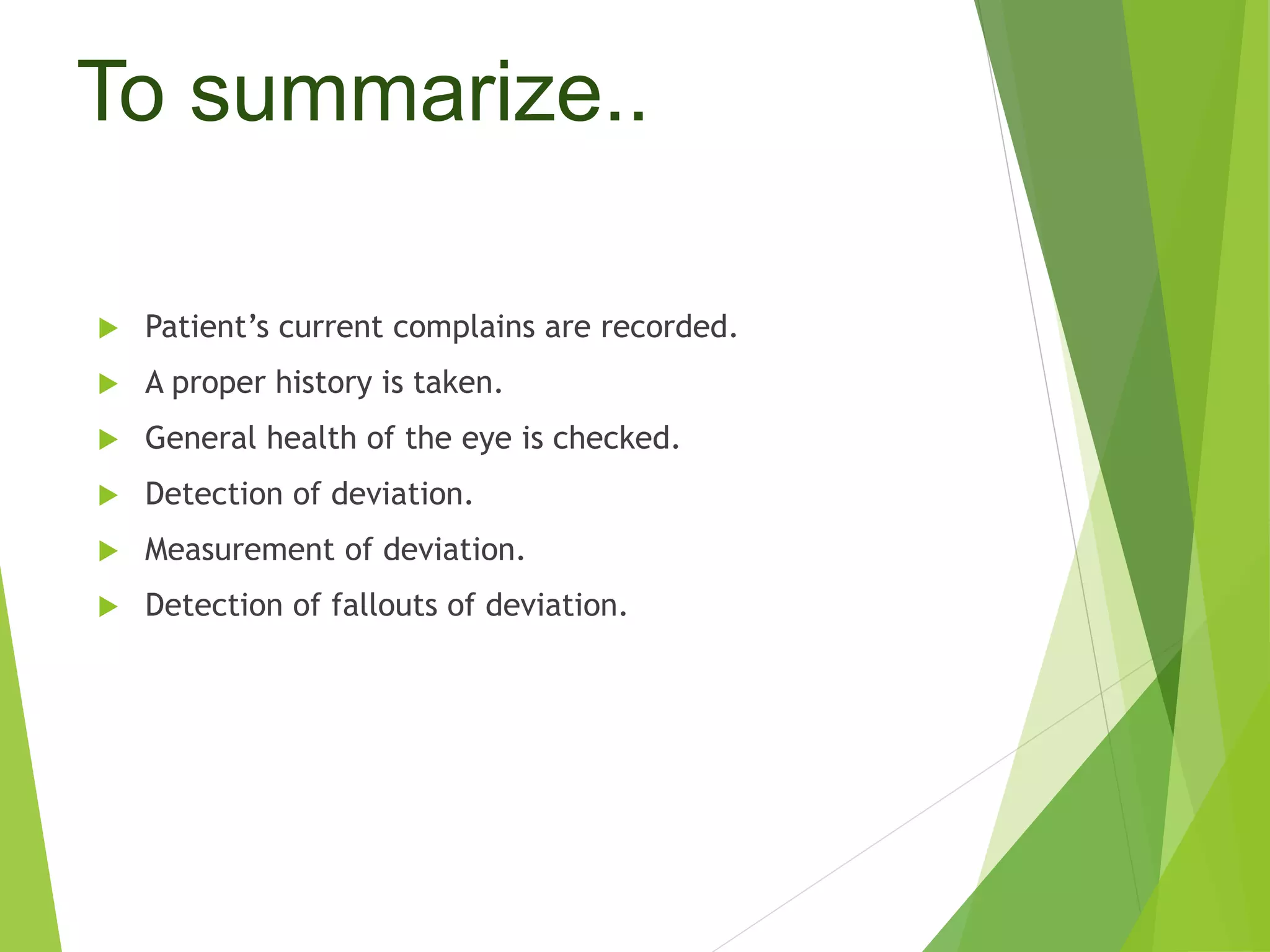 Examination of a case of squint | PPTX