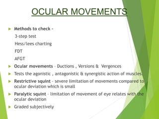 Examination of a case of squint | PPTX