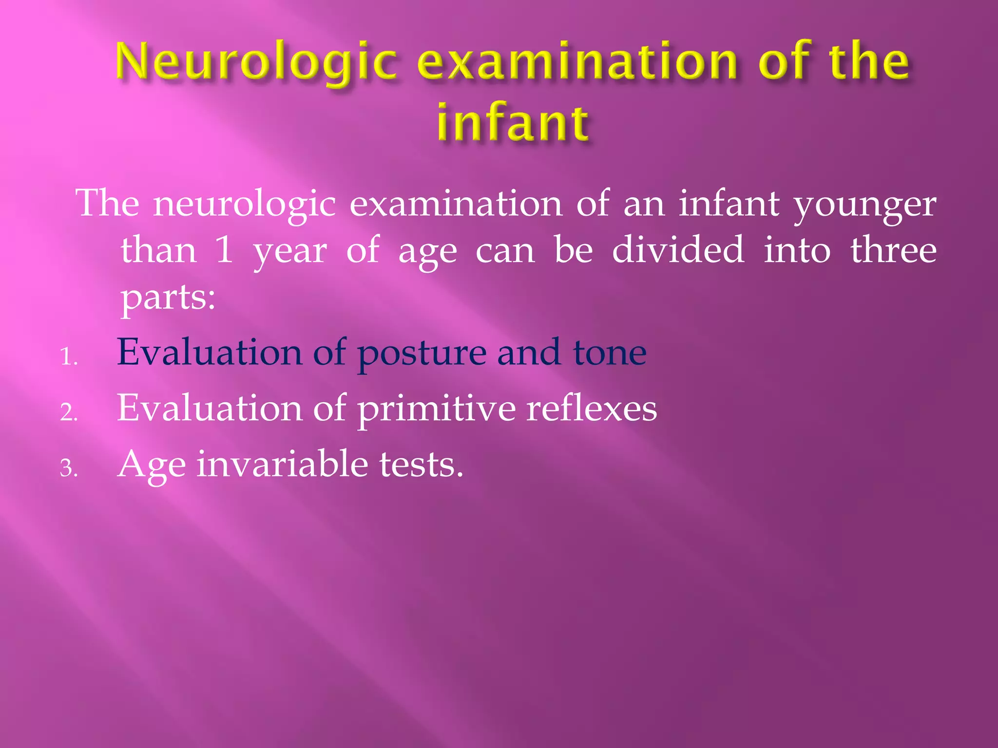 Neurological Examination of an infant | PDF