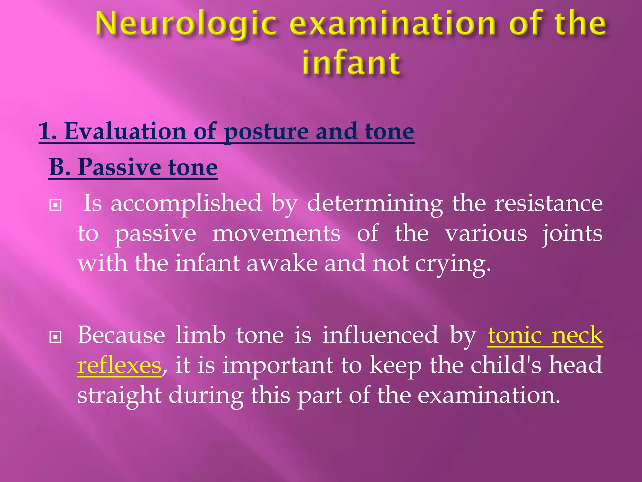 Neurological Examination of an infant | PDF