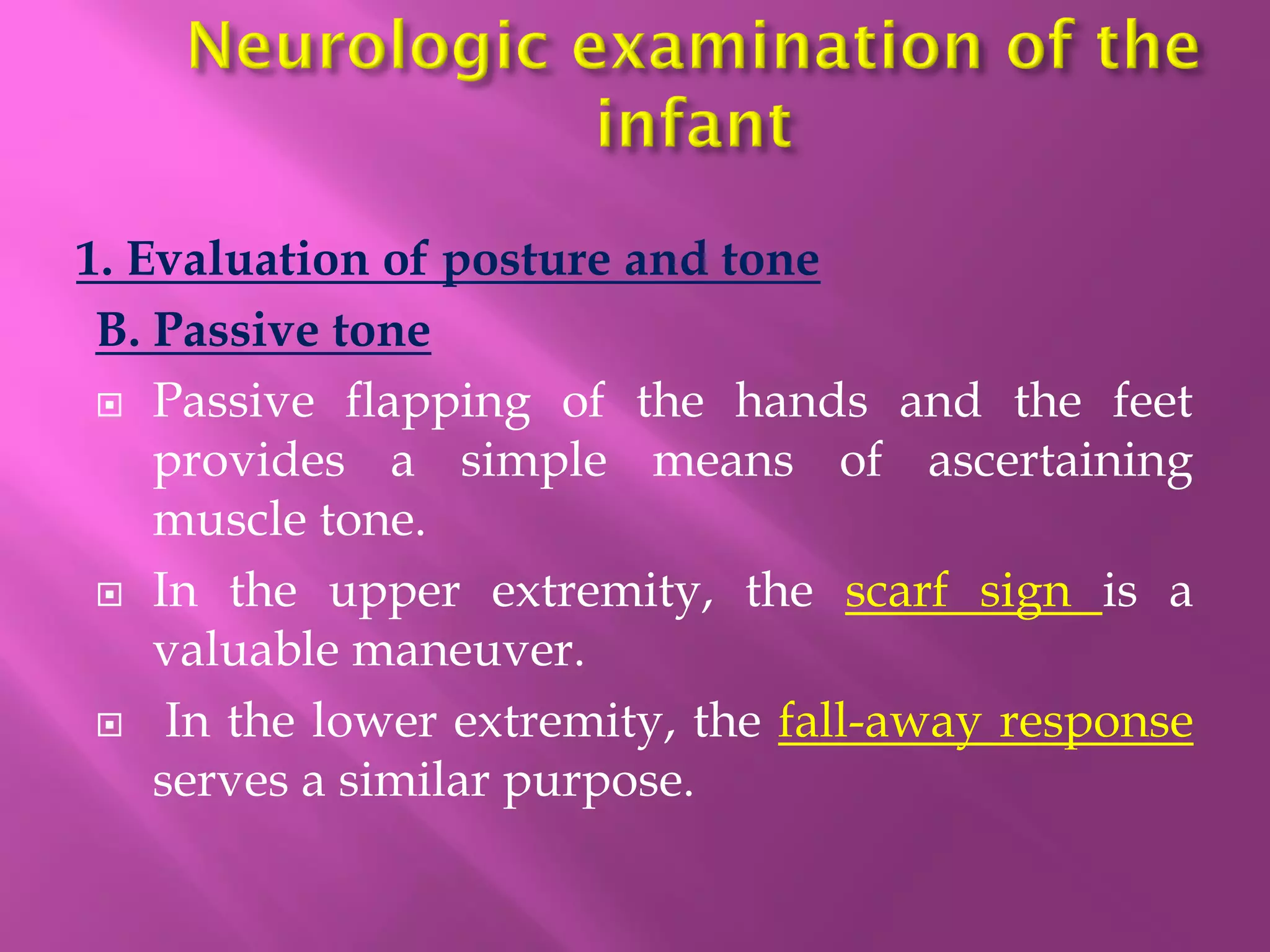 Neurological Examination of an infant | PDF