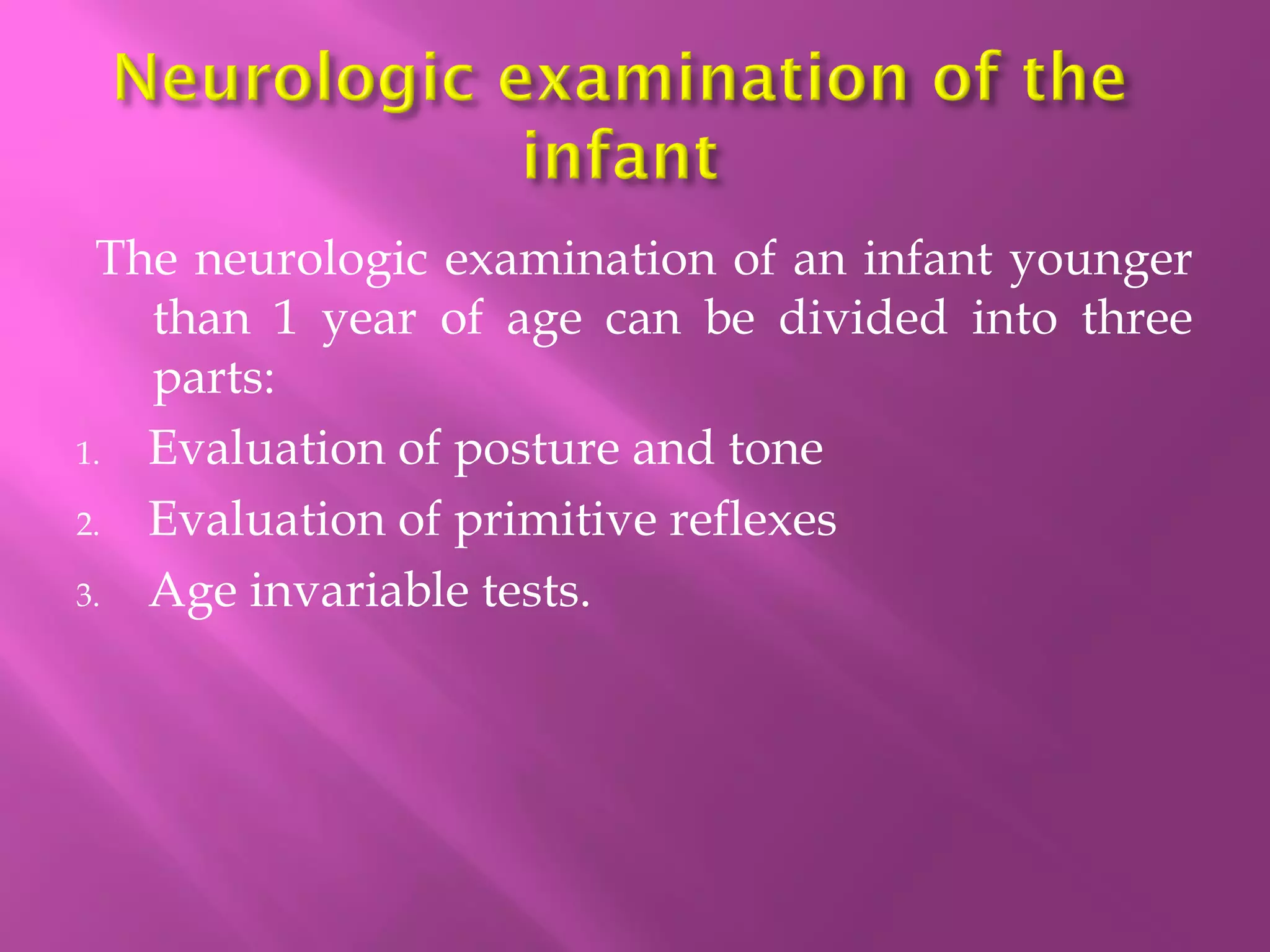 Neurological Examination of an infant | PDF
