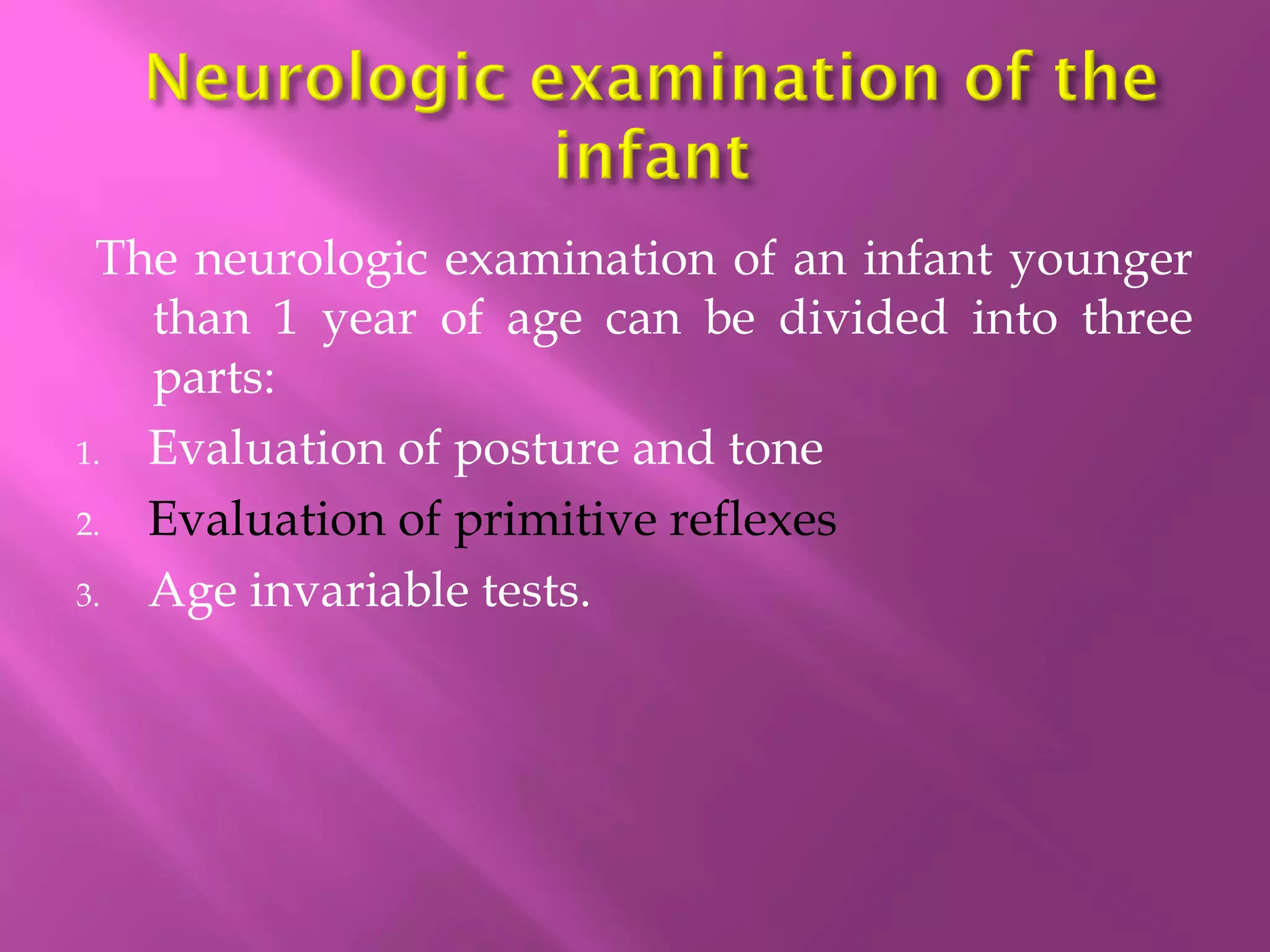 Neurological Examination of an infant | PDF