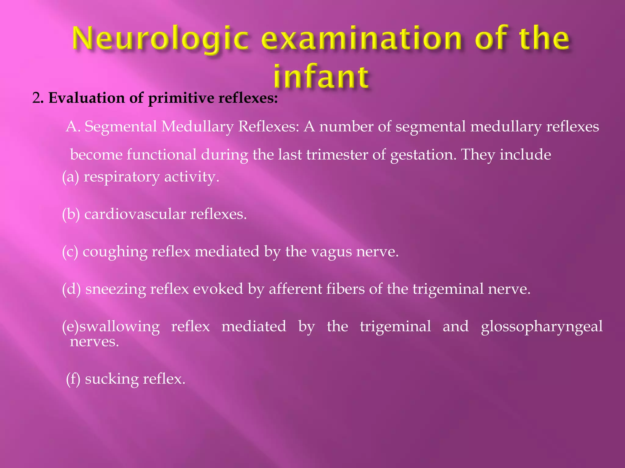Neurological Examination of an infant | PDF