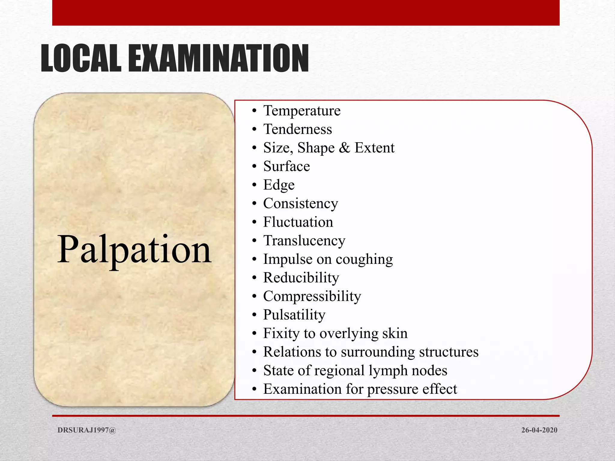 EXAMINATION OF SWELLING | PPTX