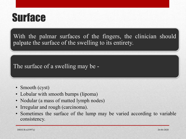EXAMINATION OF SWELLING | PPTX