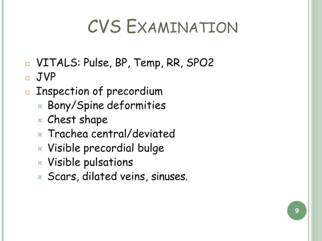 Examination of Cardio Vascular System (CVS): Pediatrics+ APPROACH TO A ...