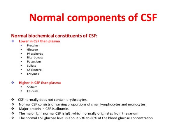Examination of cerebrospinal fluid presentation mode