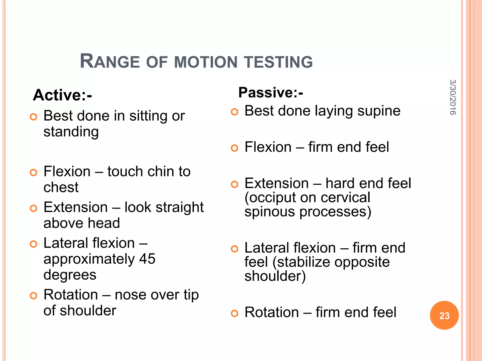 Examination of cervical disorder | PPTX