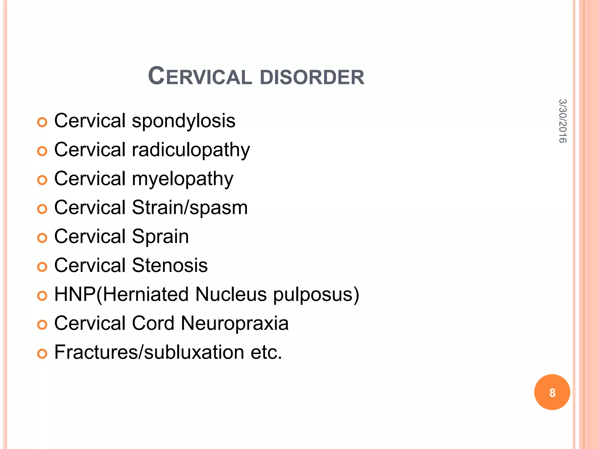 Examination of cervical disorder | PPTX