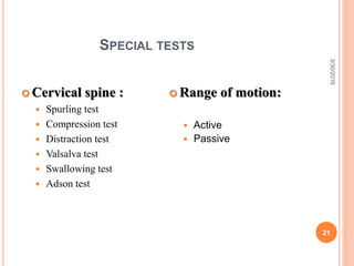 Examination of cervical disorder | PPTX