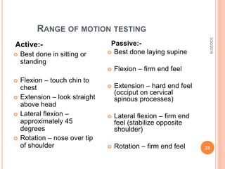 Examination of cervical disorder | PPTX