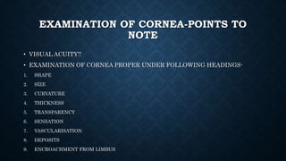 Examination of cornea | PPTX