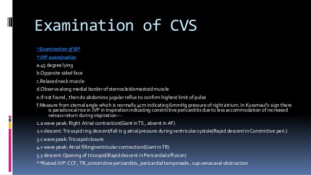 Examination of cvs