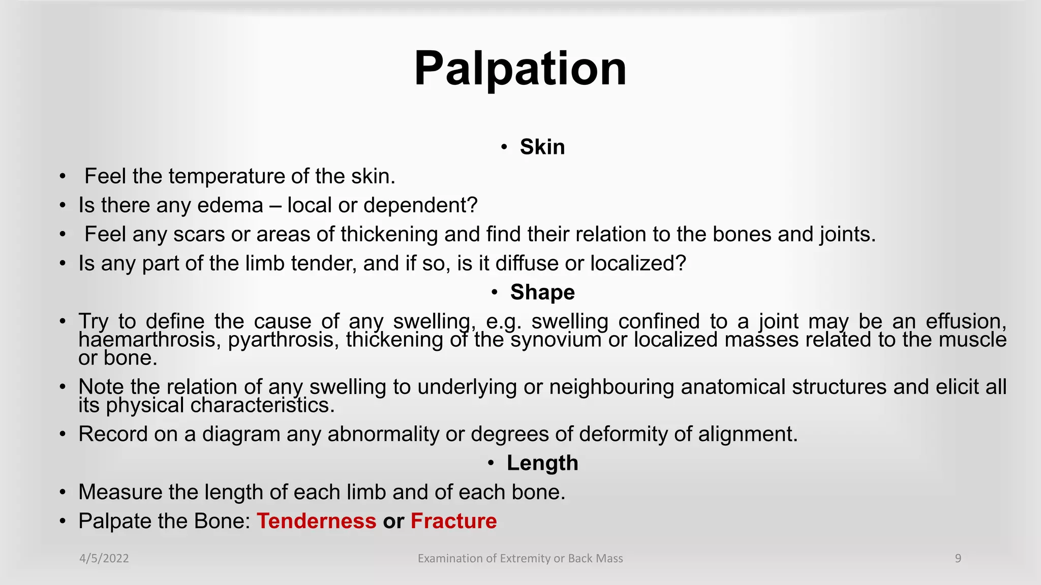 Examination of extremity or back mass | PPTX