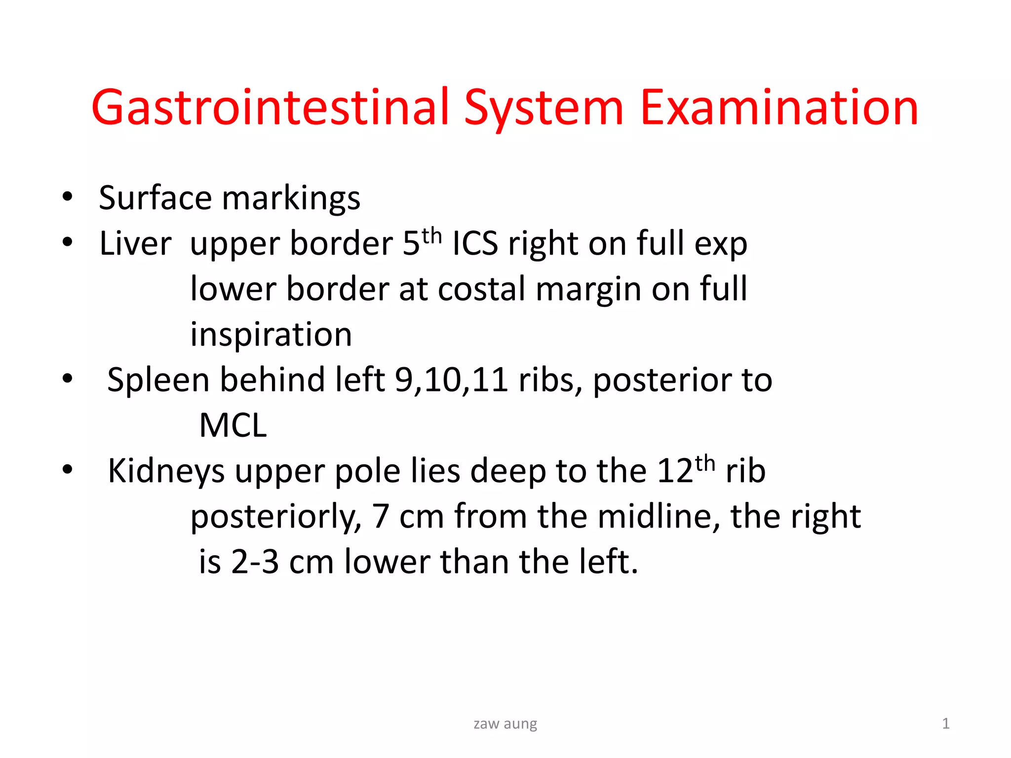 Examination of gastrointestinal system by HX | PPTX