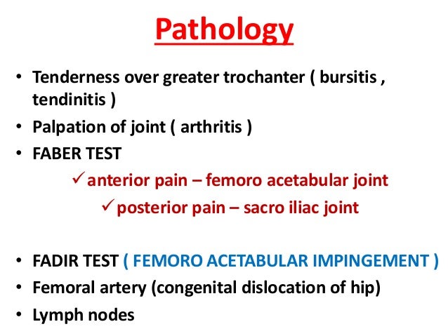 Examination of hip