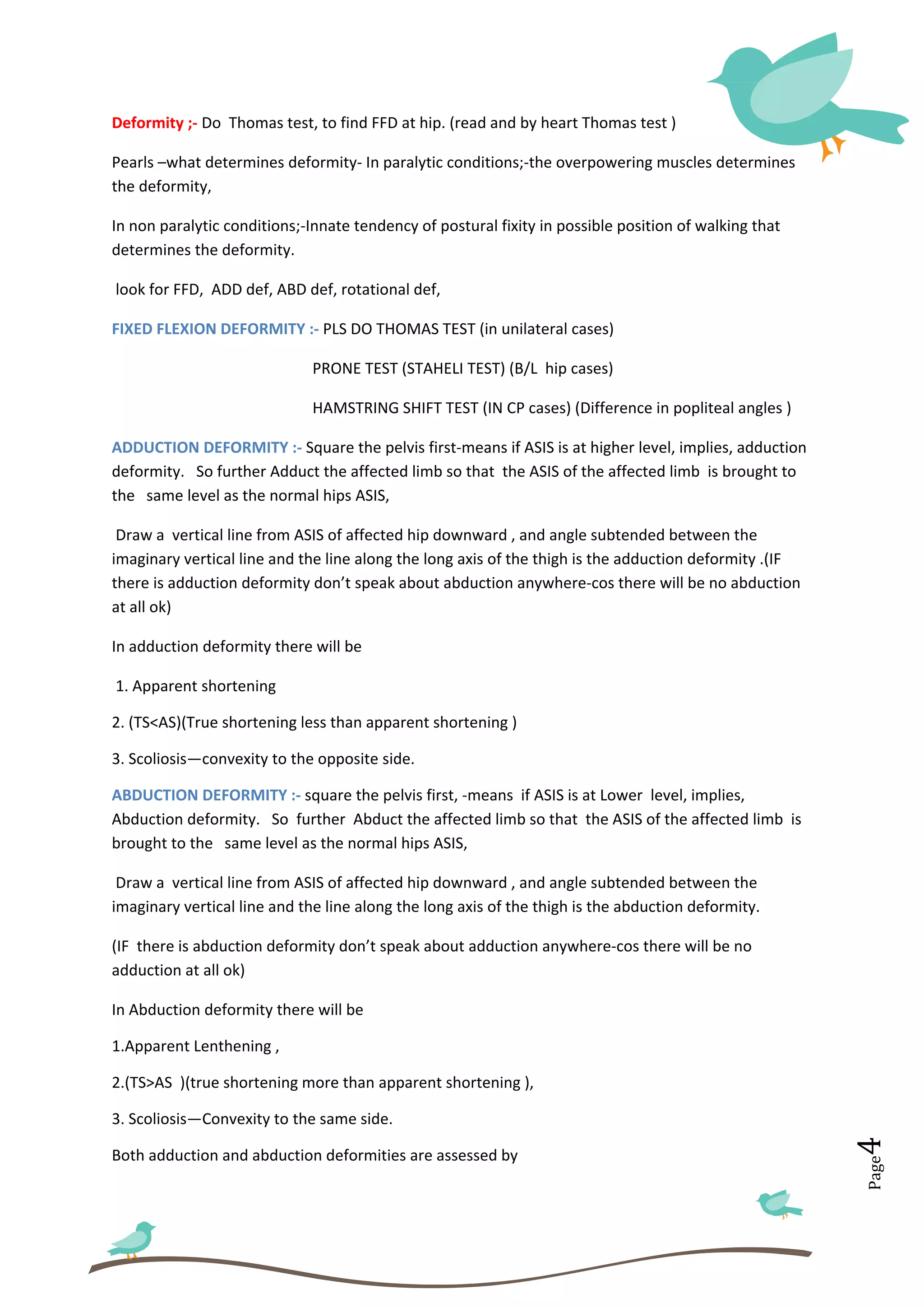 Examination of hip joint | PDF