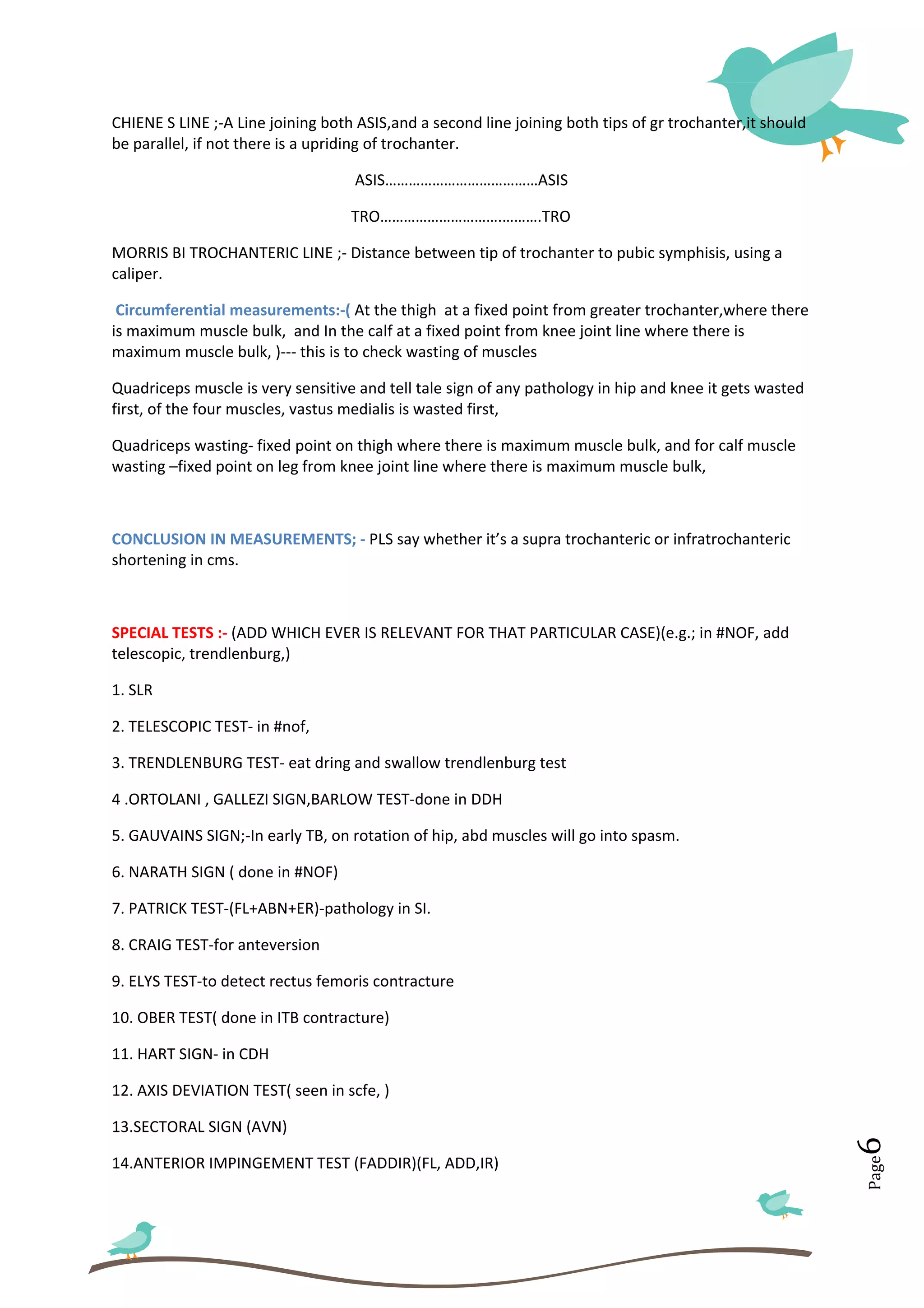Examination of hip joint | PDF