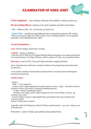 Examination of knee joint | PDF