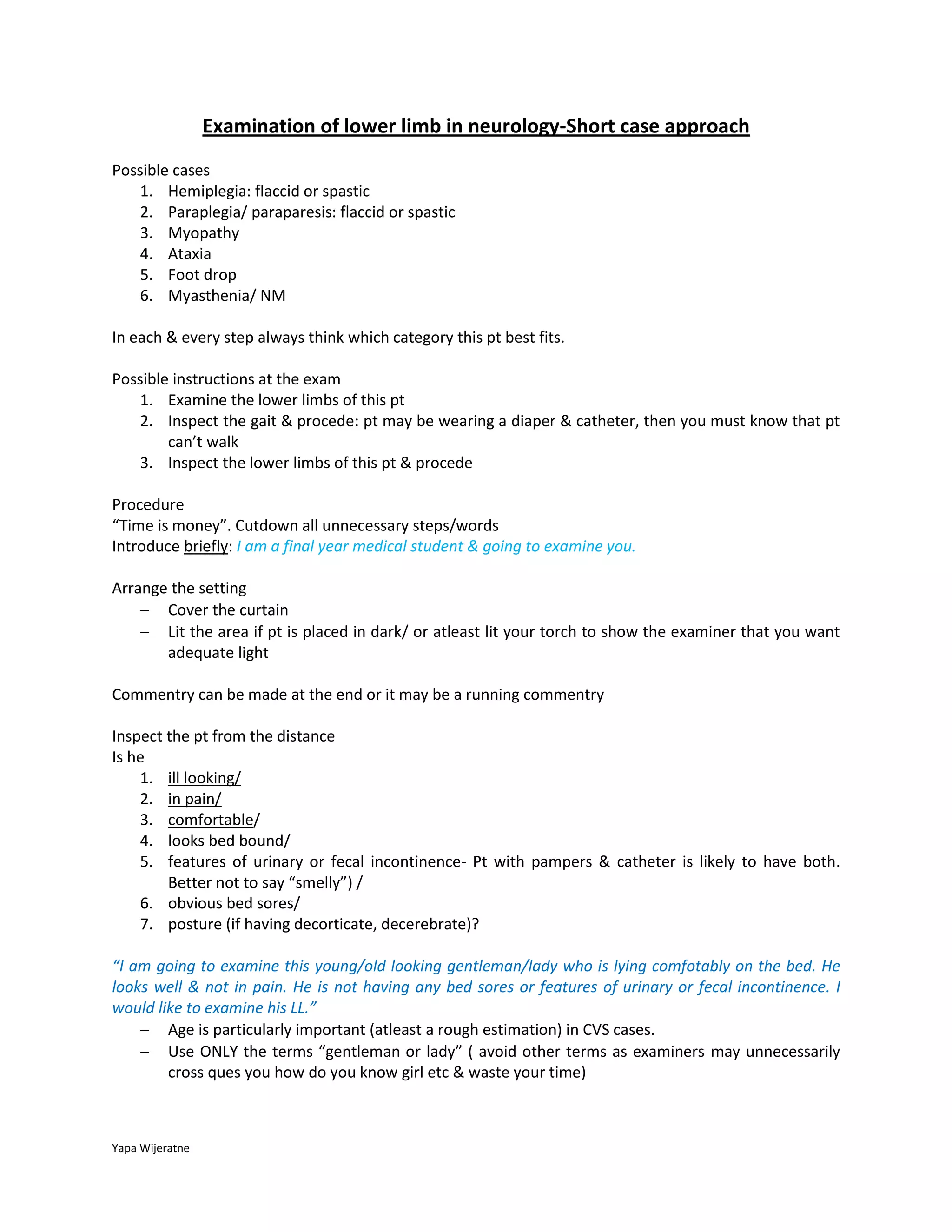 Examination of lower limb in neurology-Short case approach for Final ...