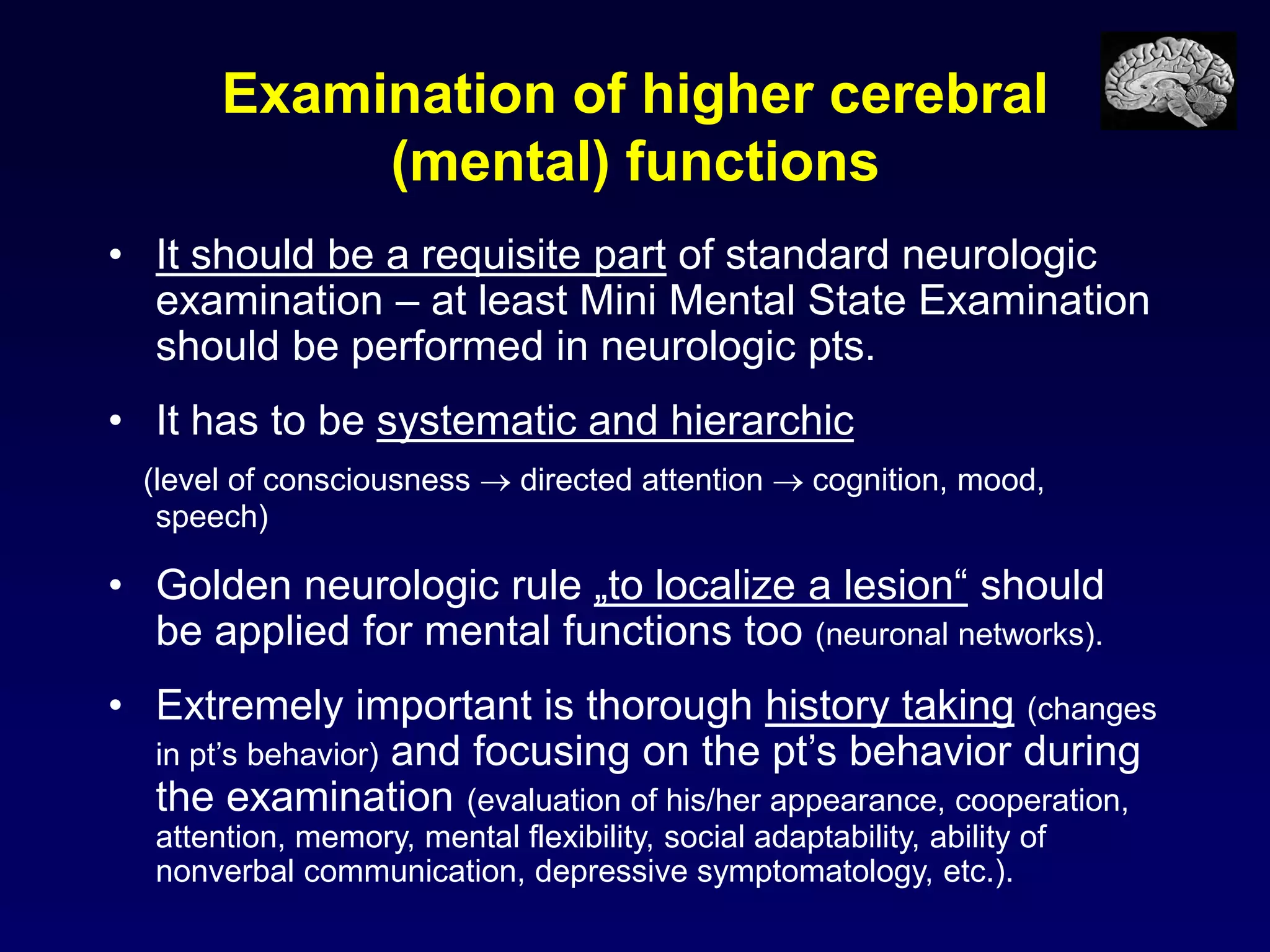 Examination of mental functions by Dr. Pandian M. | PPT