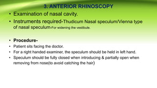 Examination of nose | PPTX