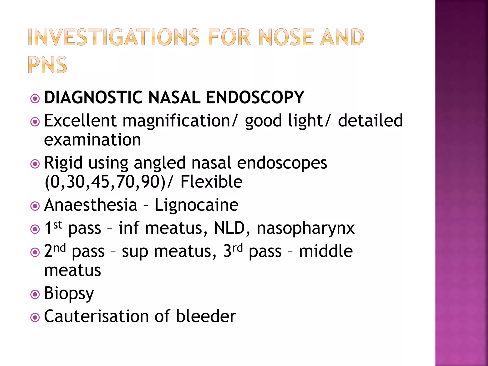 Examination of nose and pns | PPTX