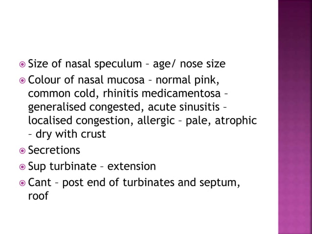 Examination of nose and pns | PPTX