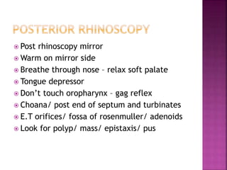 Examination of nose and pns | PPTX