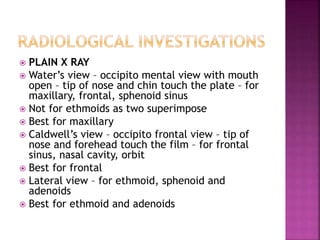 Examination of nose and pns | PPTX