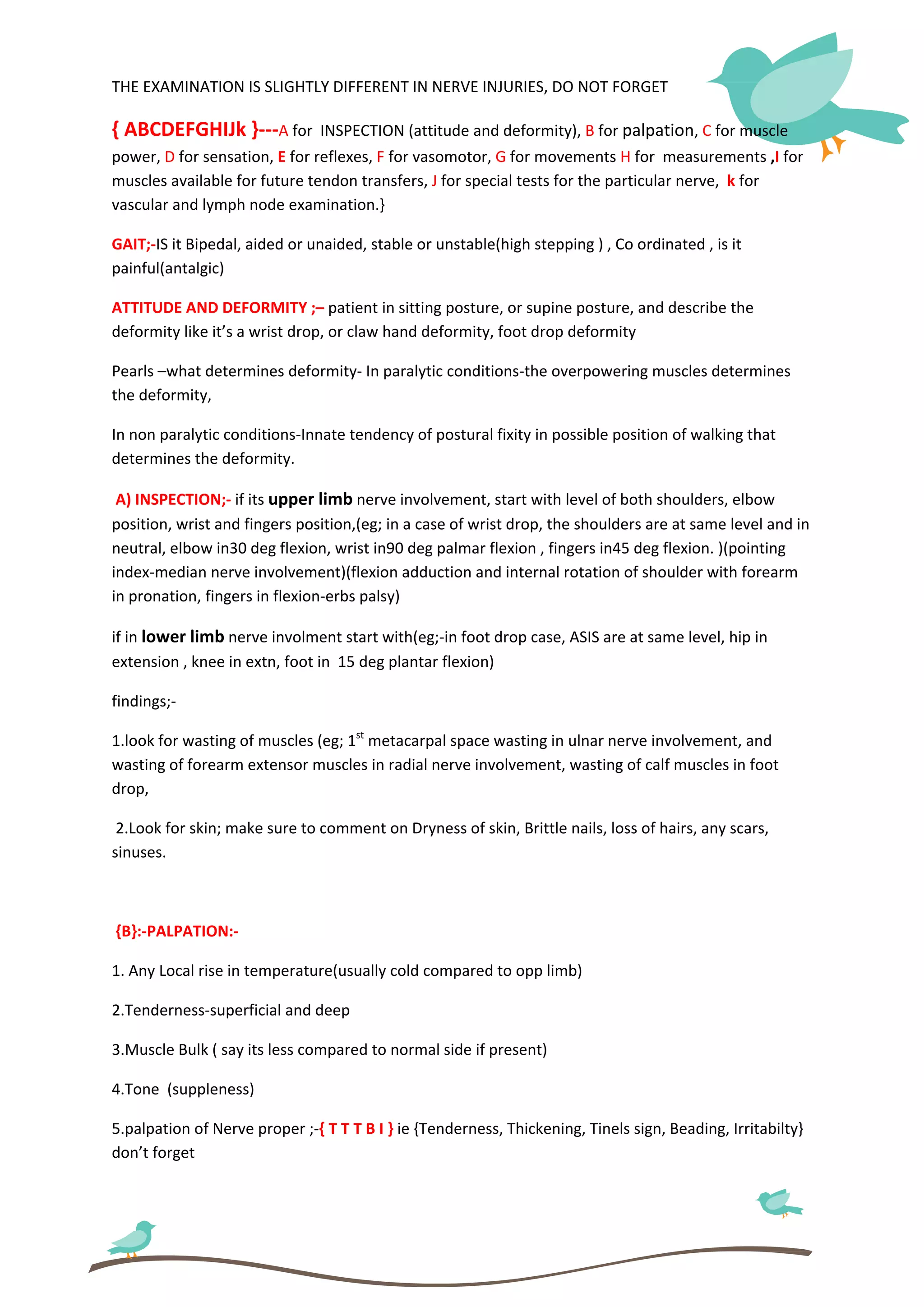 Examination of peripheral nerve injuries | PDF