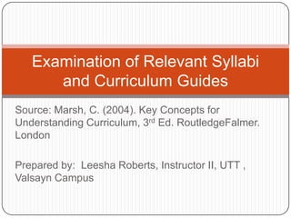 Examination of relevant syllabi and curriculum guides | PPTX