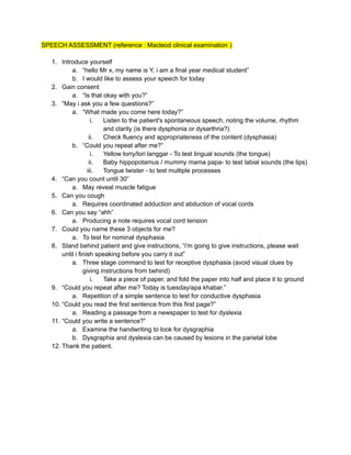 Examination of speech 1 | PDF