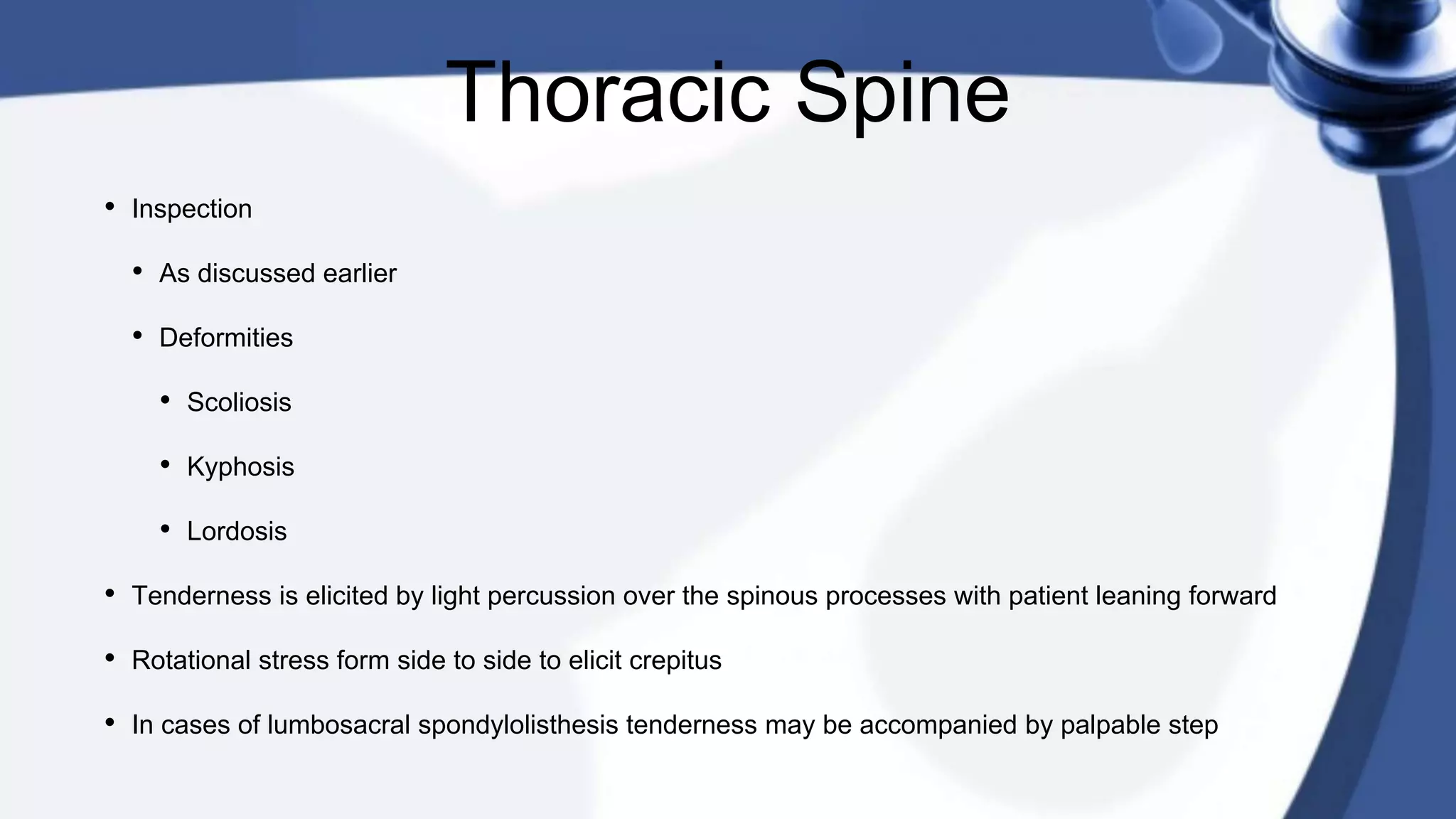 Examination of spine | PPTX