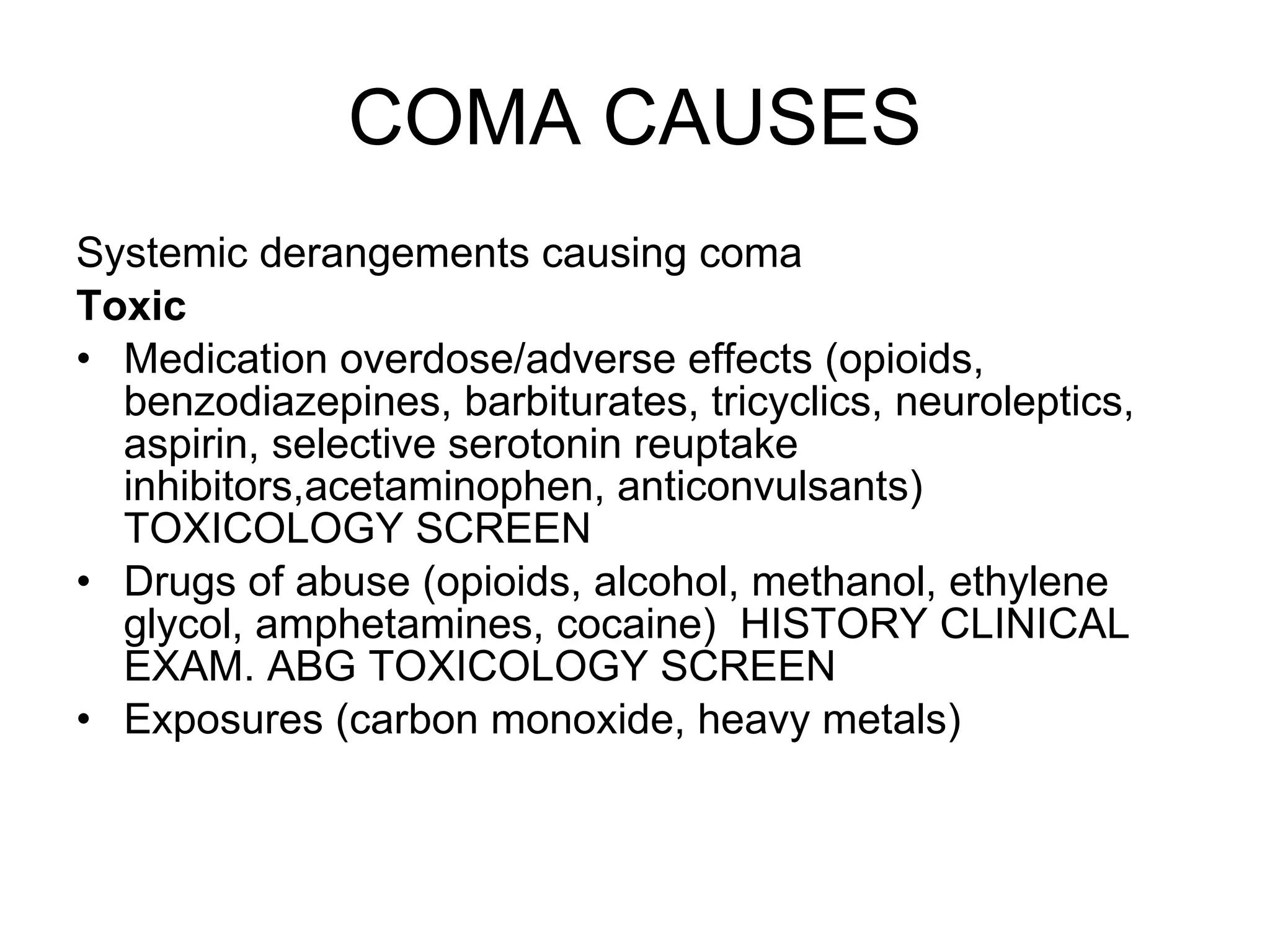 Examination Of The Comatose Patient | PPT