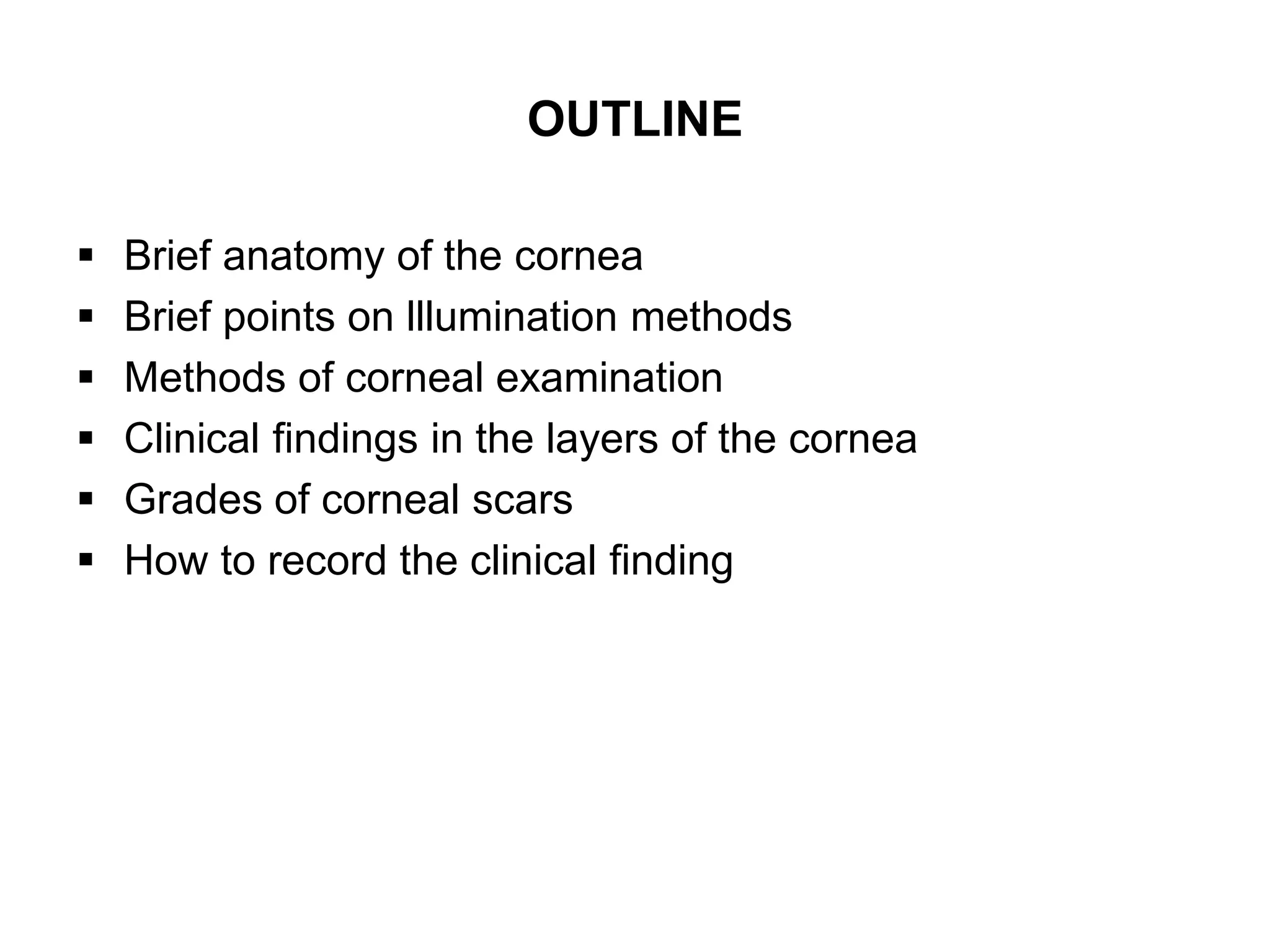 Examination of the cornea by Dr. Iddi Ndyabawe | PPTX