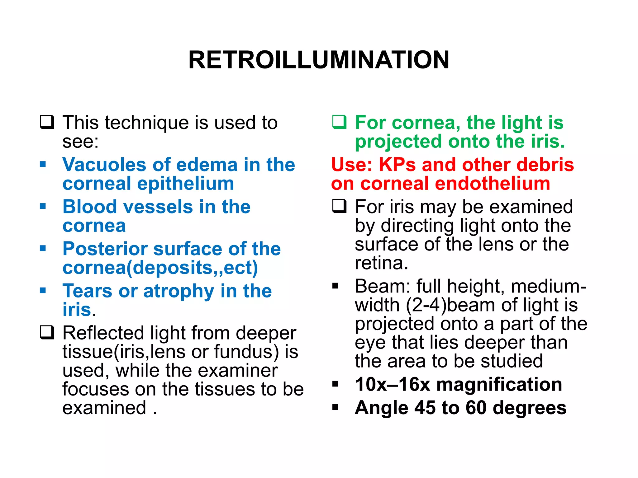Examination of the cornea by Dr. Iddi Ndyabawe | PPTX
