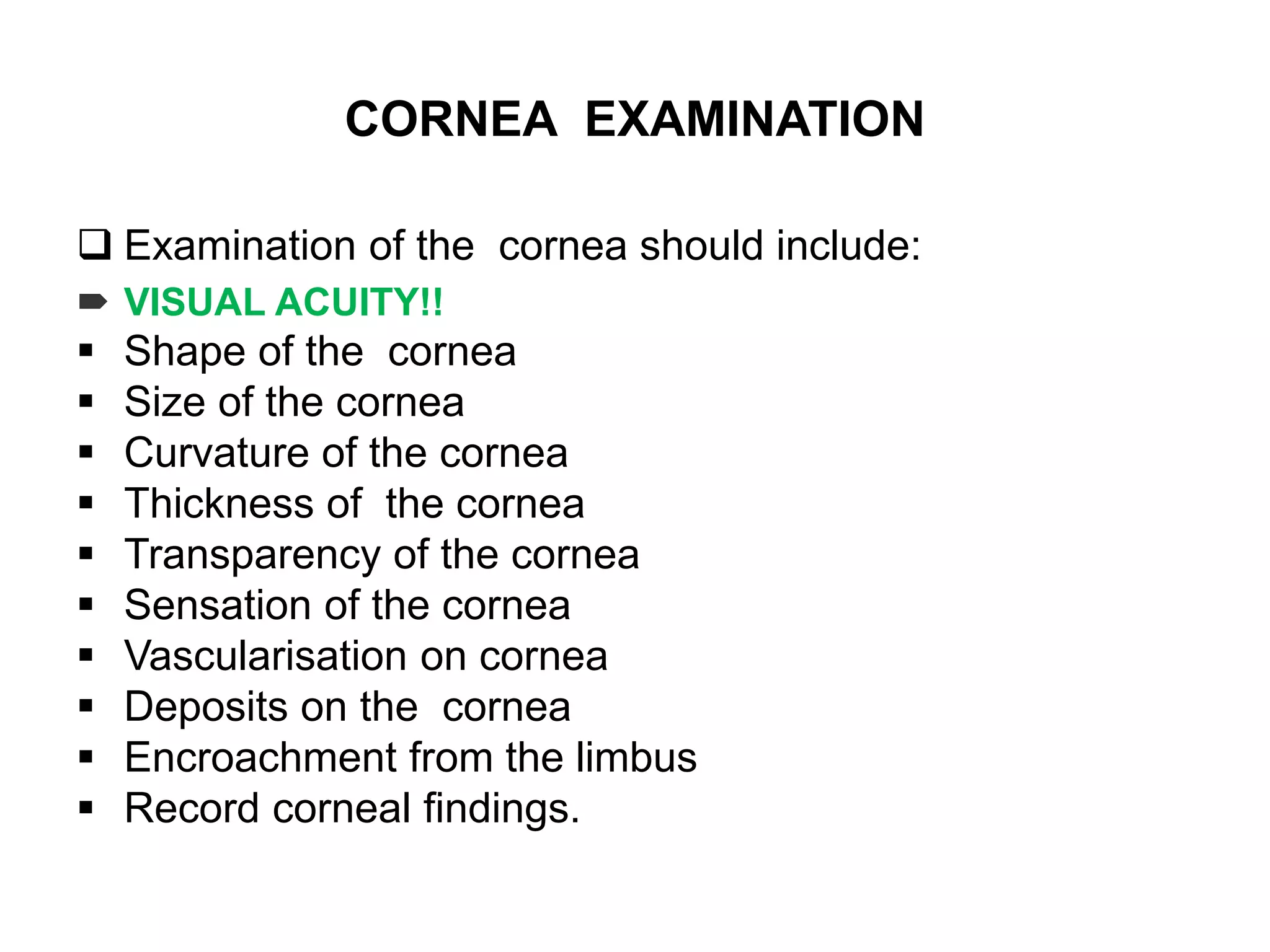Examination of the cornea by Dr. Iddi Ndyabawe | PPTX