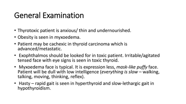 EXAMINATION OF THE THYROID Gland lecture.pptx | Thyroid Disorders ...