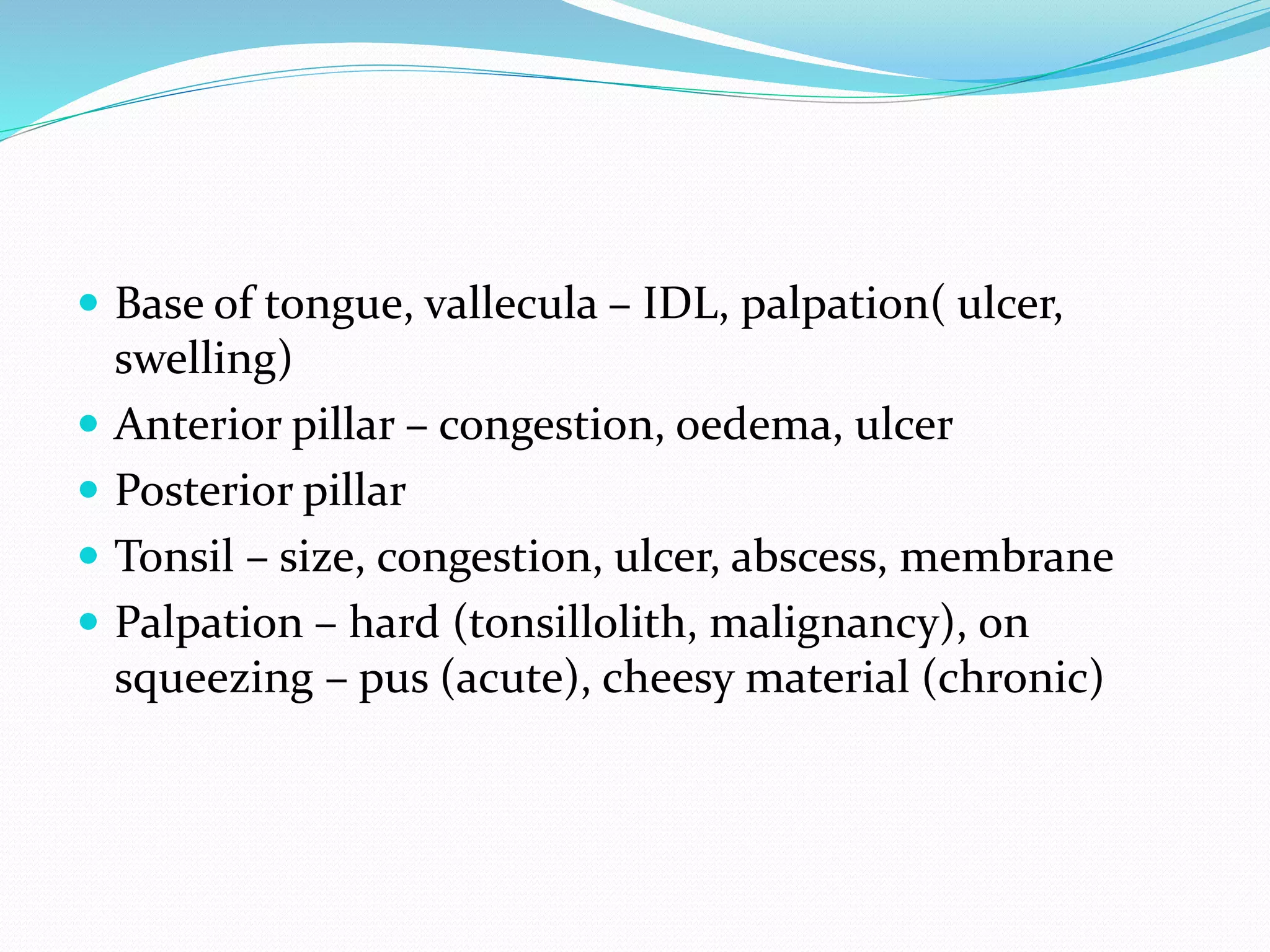 Examination of throat | PPTX