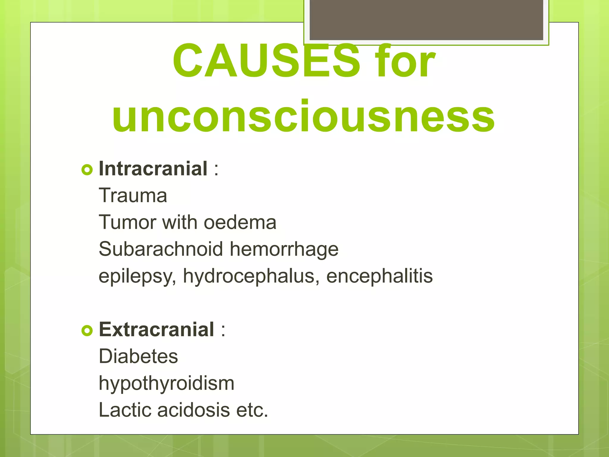 Examination of unconsious patient | PPTX